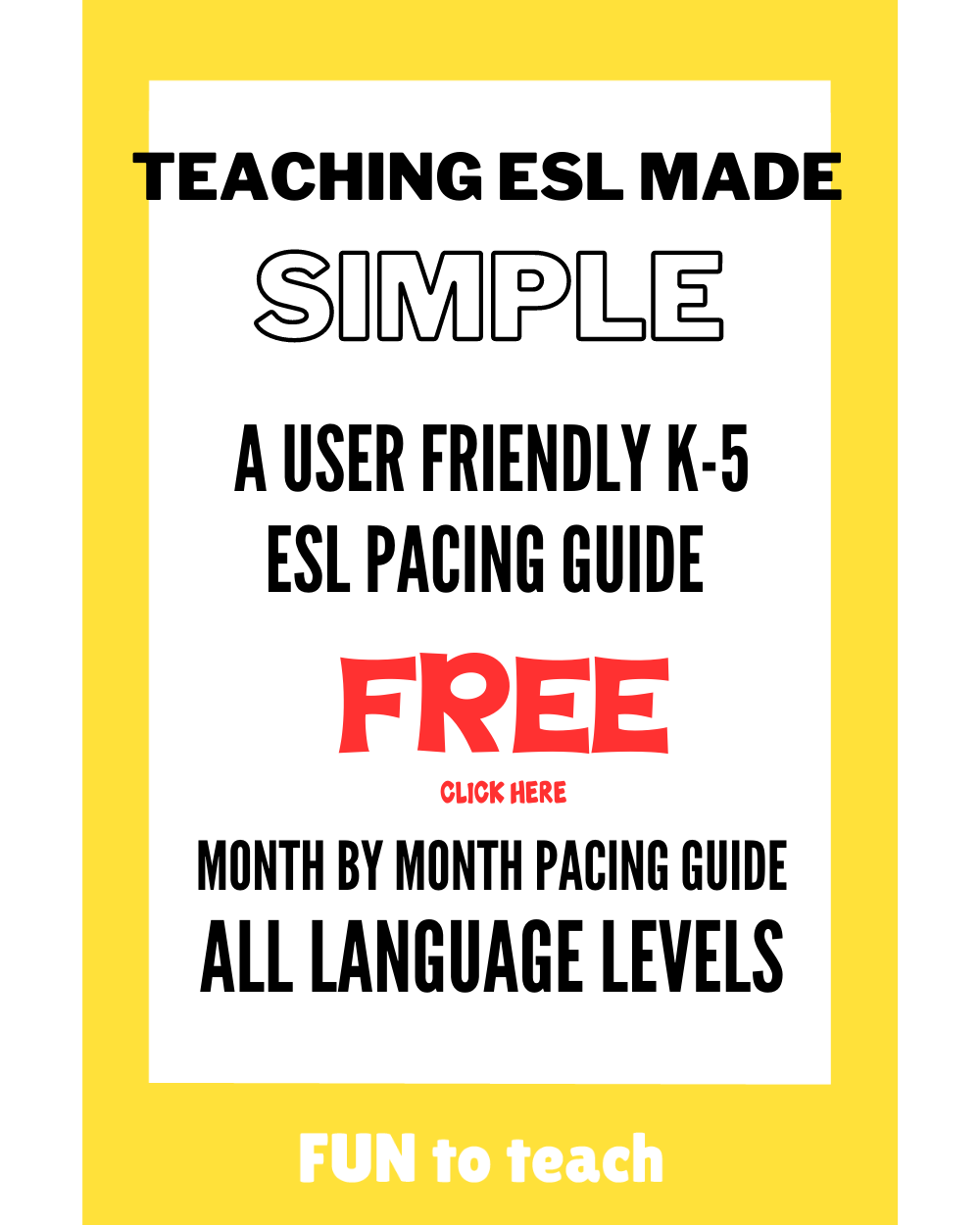 FREE ESL PACING GUIDE – K-5 - Fun to Teach