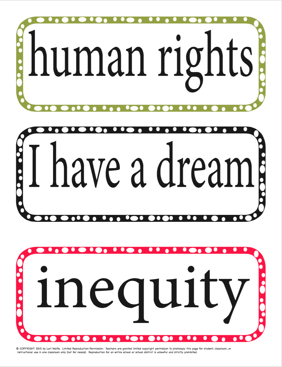 Teaching MLK Day to ELs with Martin Luther King Word Wall Cards - Fun ...