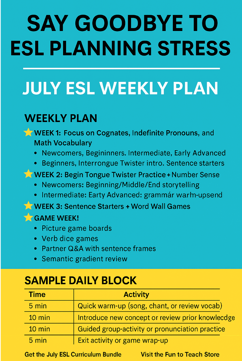 📚 Say Goodbye to ESL Planning Stress - Fun to Teach